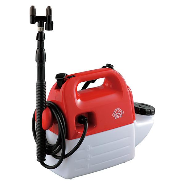 ミクロの噴霧粒子で、葉のすみずみまで効率よく散布！噴霧圧が高い為、ミクロの霧で隅々まで効率よく噴霧作業ができます。ノズル部を付け替えれば除草用噴口(別売)が取付可能です。ハイパワータイプの為、噴霧量約2倍(当社比)です。1頭・2頭の切替可能...