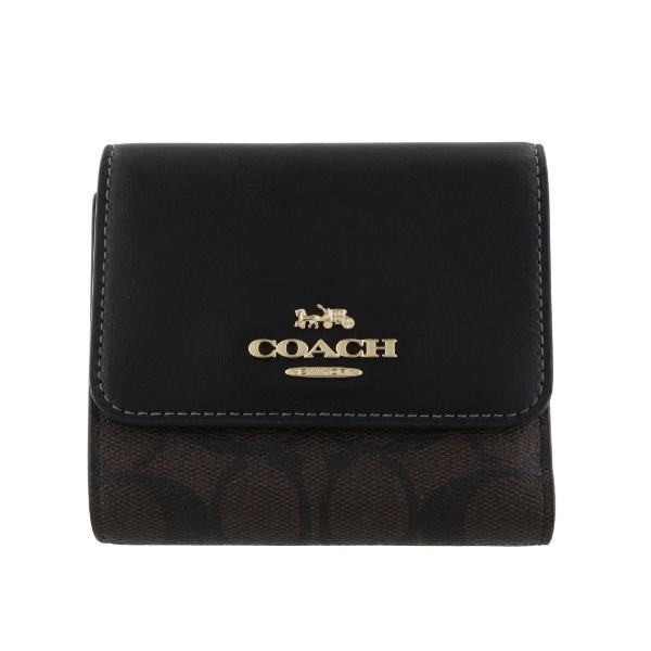 コーチ アウトレット（COACH）の三つ折り財布が、入荷しました。コーチ アウトレット COACH CE930 IMAA8 ブラウン/ブラック カラーブロック シグネチャー スモール トライフォールド ウォレット 三つ折り財布コーチの【カラ...