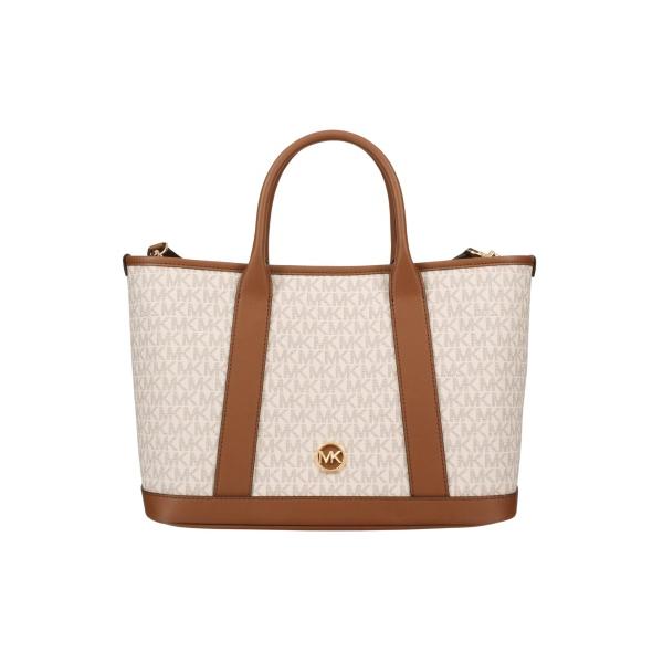 マイケルコース（MICHAEL KORS）のトートバッグが、入荷しました。<br /><br />高級感あふれるレザー素材とPVC素材に、ブランドロゴが配置されたシンプルなデザインです。ショルダーストラップ付きの2w...