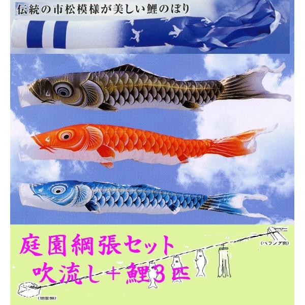 画像は鯉のデザイン見本と設置例ですサイズは本製品とは異なります送料：９５０円（全国一律税込金額）設置簡単easyおてがる庭園綱張セットは主に１．５ｍ以下の鯉のぼり用のセットですポール・矢車・スタンドなどが不要ベランダの手スリなどに固定バンド...