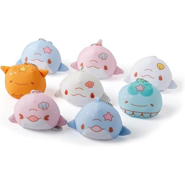 可愛らしく、もちもちの触り心地抜群のゆるいるかの全8種のビーズフェイスマスコットが登場です☆彡ブラインドパッケージで何が入っているかはお楽しみです☆彡ボールチェーン付きで一緒にお出掛けできますよ☆彡サイズ：約W7×H4.5×D4.5cm素材...