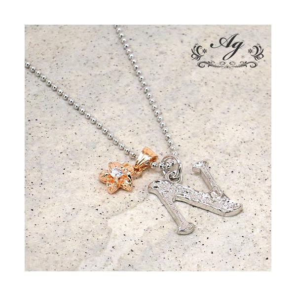 [品名] ハワイアンプルメリアイニシャルネックレス[素材]イニシャルシルバー925 チェーンシルバー925プルメリアシルバー925 (ピンクゴールド仕上げ)[サイズ] 40cm[原産国] 韓国