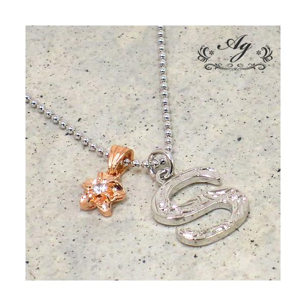 [品名] ハワイアンプルメリアイニシャルネックレス[素材]イニシャルシルバー925 チェーンシルバー925プルメリアシルバー925 (ピンクゴールド仕上げ)[サイズ] 40cm[原産国] 韓国