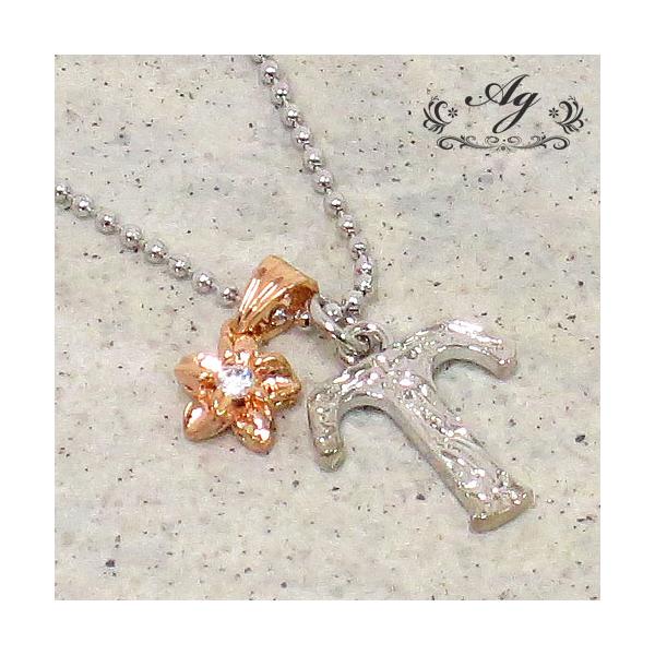 [品名] ハワイアンプルメリアイニシャルネックレス[素材]イニシャルシルバー925 チェーンシルバー925プルメリアシルバー925 (ピンクゴールド仕上げ)[サイズ] 40cm[原産国] 韓国