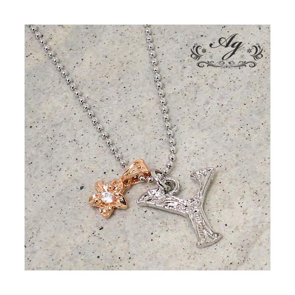 [品名] ハワイアンプルメリアイニシャルネックレス[素材]イニシャルシルバー925 チェーンシルバー925プルメリアシルバー925 (ピンクゴールド仕上げ)[サイズ] 40cm[原産国] 韓国