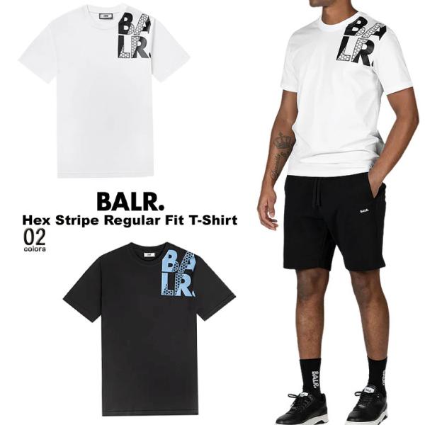 キーワード:ユニセックス 半袖 サッカーウェア◆BALR./ボーラーのレギュラーフィットTシャツ。「Hex Stripe Regular Fit T-Shirt」。BALR.ロゴをグラフィックに落とし込んだ滑らかな肌触りで快適な着心地のコッ...