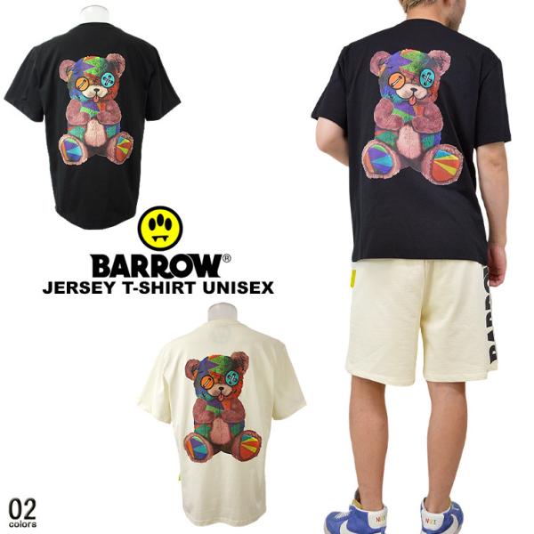 キーワード:半袖Tシャツ 半Tティー 半袖TEE ストリート メンズTシャツ◆BARROW/バロウのビッグベアバッグプリントTシャツ「JERSEY T-SHIRT UNISEX」。手描き風のBARROWの文字と背面に大胆にベアプリントがあし...