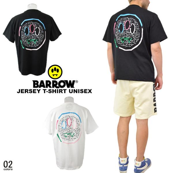 キーワード:半袖Tシャツ 半Tティー 半袖TEE プリント スマイル 男女兼用◆BARROW/バロウのビッグロゴバッグプリントTシャツ。「JERSEY T-SHIRT UNISEX」。胸元に"BARROW"のロゴ、背面はブランドの象徴である...