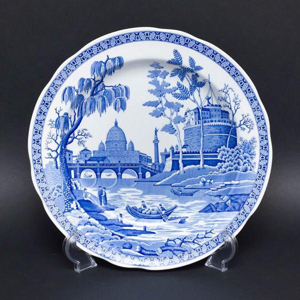 イギリスの名窯、スポードのローマの27cmプレート（ディナープレート）。スポードのブルー＆ホワイトだけを集めたブルールームコレクション。"ROME（ローマ）"はジェームズ・メリゴットの『Views of Rome and its Vicin...