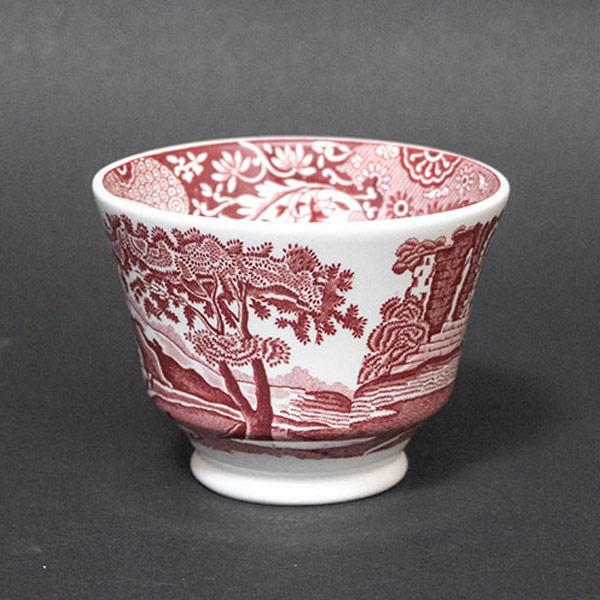 スポードのピンクイタリアンのオープンシュガー。代表作ブルーイタリアンの別カラー版。見慣れたはずのデザインも色が変るだけで大分印象が変りますね。伊万里焼きの影響を受けており、和食器ともあわせやすいシリーズです。（英国製）■サイズ直径94 × ...