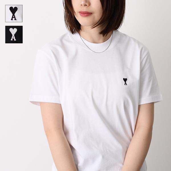 AMI ALEXANDRE MATTIUSSI AMI DE COEUR AMI PARIS アミパリス Tシャツ トップス Ami De Coeur ライトコットンジャージー HTS346 724 レディース ユニセックス ブラック ホワ...