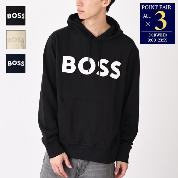 HUGO BOSS ヒューゴボス トップス WEBASIC HOOD リラックスフィットフーディ コットンテリー ラージロゴ 50523074 メンズ ブラック ナチュラル ダークブルー コットン 秋冬