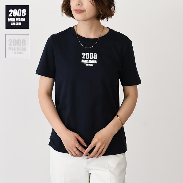 S Max Mara エス マックスマーラ Tシャツ カットソー トップス クイエート コットン ジャージー QUIETO 2519971011600 レディース ホワイト ネイビー 半袖 春 夏 ロゴ