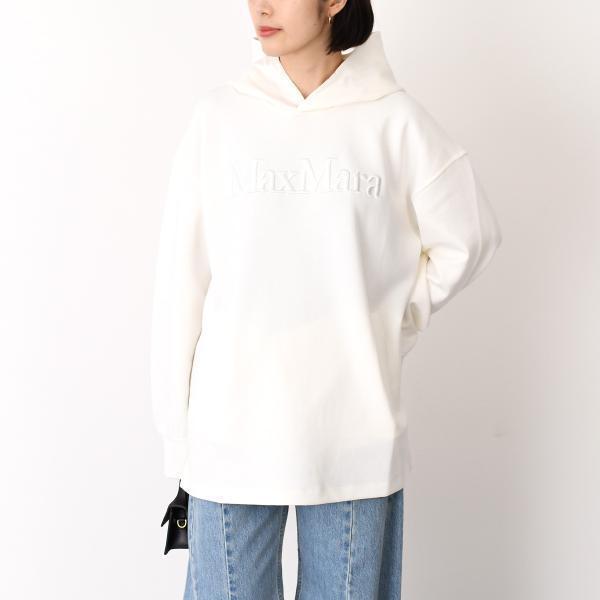 S Max Mara エス マックスマーラ トップス VISIERA 9946015106 9946011600 ヴィズィエラ コットン ジャージー フーディ レディース ホワイト 長袖 ロゴ