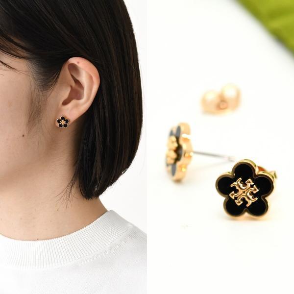 TORY BURCH トリーバーチ アクセサリー フォーゲットミーノット フラワー スタッズピアス 147151 レディース ゴールド ブラック ブラス ニッケルフリー