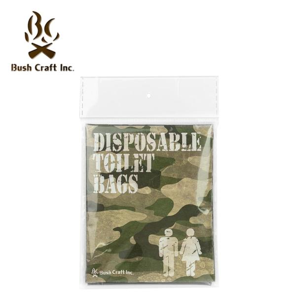 Bush Craft inc. 使い捨てトイレ袋■仕　様■排泄用袋サイズ(mm)：幅約650mm　高さ約500mm凝固剤：給水ポリマー(8g)　消臭剤：木繊維炭化物(2g)生産国：中国■使用方法■(1)黒い袋を洋式トイレ、バケツなどにセット...