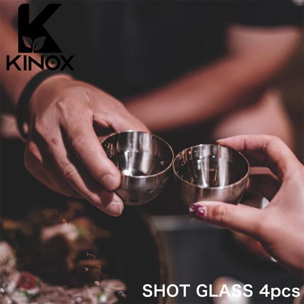 KINOX (キノックス)SHOT GLASS(4PCS) / ショットグラス(4個) ki24a008■素　材■STS304■サイズ■60×60×40mm容量：60ml? 入数：4つ（メッシュポーチ付き）■重　量■重量(1個あたり)：52...