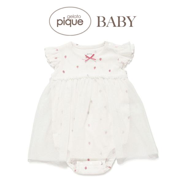 gelato pique BABY (ジェラートピケ ベビー)ストロベリー柄チュールロンパース pbco261452■詳　細■【記念日やギフトに最適なストロベリー柄BABYロンパース】【Design/Styling】春が旬のストロベリー柄が...