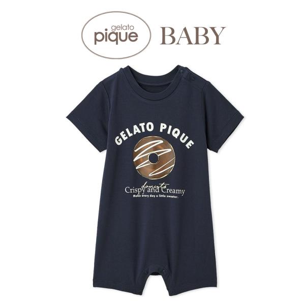 gelato pique BABY (ジェラートピケ ベビー)ドーナツワンポイントロンパース pbco261479■詳　細■【ドーナツ＆レシピプリントが入ったBABYロンパース】【Design/Styling】甘いチョコレートコーティングの...