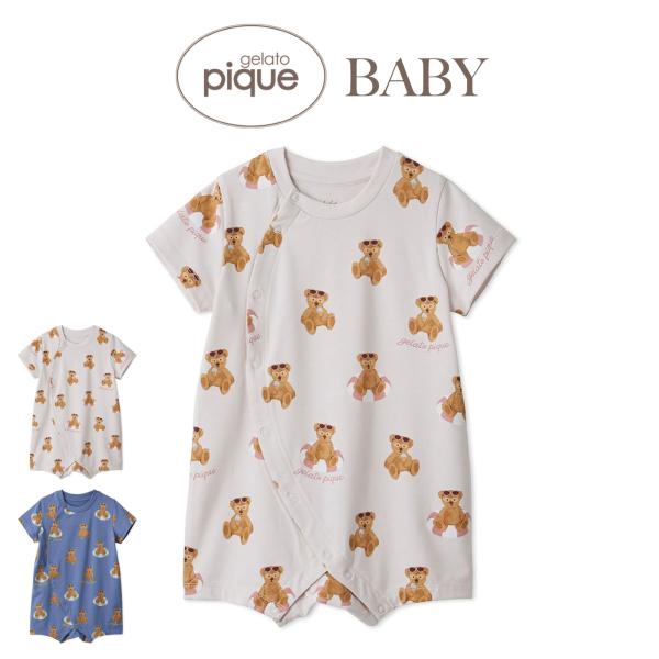 gelato pique BABY (ジェラートピケ ベビー)接触冷感 サマーベア柄ロンパース pbco262442■詳　細■【日焼け姿がキュートなサマーベアのBABYロンパース】【Design/Styling】サングラス焼けしたお顔に思わ...