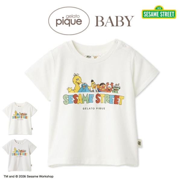 gelato pique (ジェラートピケ)BABY SESAME STREET ワンポイントTシャツ pbct261425■詳　細■【SESAME STREET・大好きキャラが手を振っているベビーサイズのワンポイントT】【Design/S...
