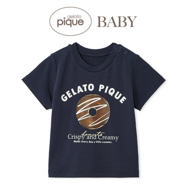 gelato pique (ジェラートピケ)ドーナツワンポイントプリントTシャツ pbct261477■詳　細■【ドーナツ＆レシピプリントが入ったBABY Tシャツ】【Design/Styling】甘いチョコレートコーティングのドーナツをク...
