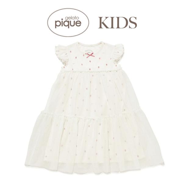 gelato pique kids (ジェラートピケ キッズ)ストロベリー柄チュールワンピース pkco261455■詳　細■【記念日やギフトに最適なストロベリー柄KIDSワンピース】【Design/Styling】小さなストロベリー柄がキ...