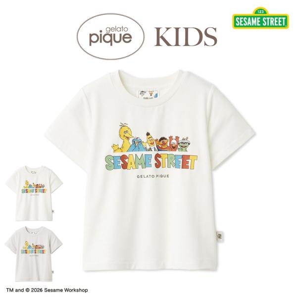 gelato pique KIDS(ジェラートピケキッズ)SESAME STREET ワンポイントTシャツ pkct261423■詳　細■【SESAME STREET・大好きキャラが手を振っているキッズサイズのワンポイントT】【Design...