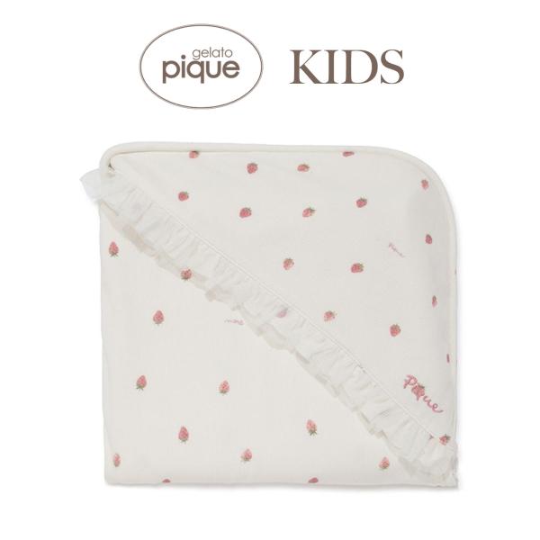 gelato pique【ジェラートピケ】KIDS ストロベリー柄チュールブランケット pkgg261460■詳　細■【チュールで仕上げたストロベリー柄KIDSブランケット】【Design/Styling】春が旬のストロベリー柄に、ふんわり...