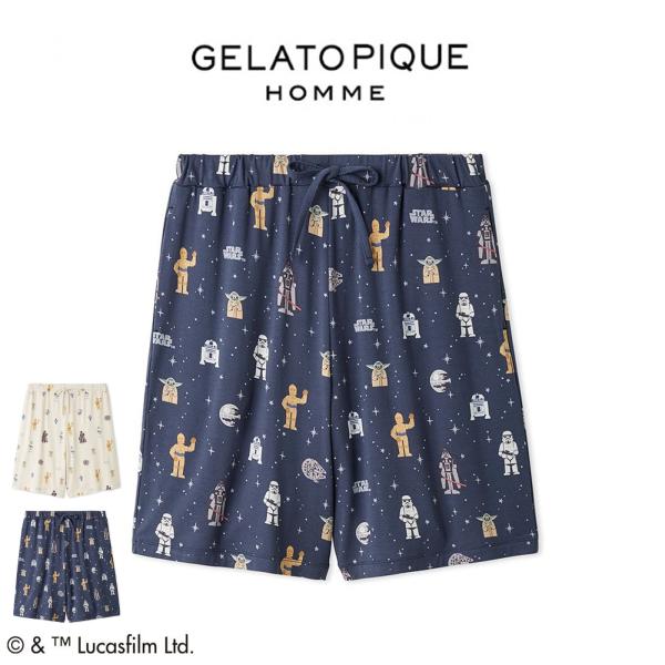 GELATO PIQUE HOMME (ジェラートピケ オム)STAR WARS メンズ 総柄ハーフパンツ pmcp262212■詳　細■【STAR WARS / アイス生地のような宇宙を描いた総柄ショートパンツ】シルバーやクッキー&amp...