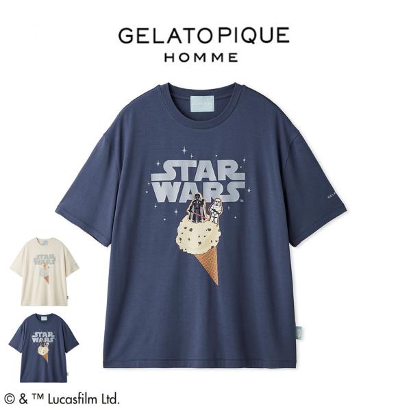 GELATO PIQUE HOMME (ジェラートピケ オム)STAR WARS メンズ ワンポイントTシャツ pmct262211■詳　細■STAR WARS / アイスクリームの惑星を描いたレーヨンTシャツ】ざくざくとおいしそうなクッキ...