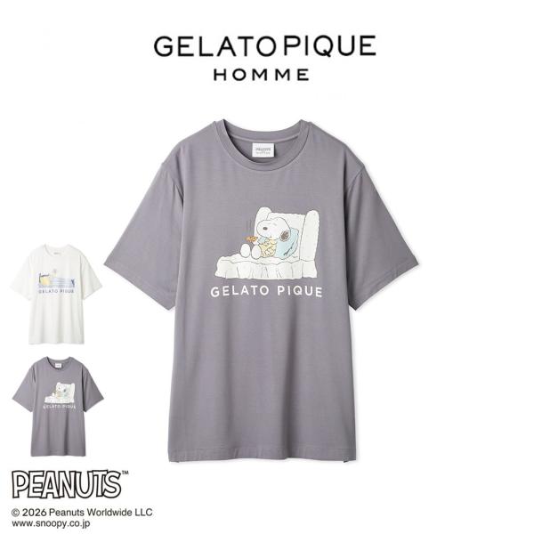 GELATO PIQUE HOMME (ジェラートピケ オム)PEANUTS 接触冷感 ワンポイントTシャツ pmct262957■詳　細■【PEANUTS・クールな着心地を楽しめる接触冷感Tシャツ】【Fabric】肌に触れるとひんやりとし...