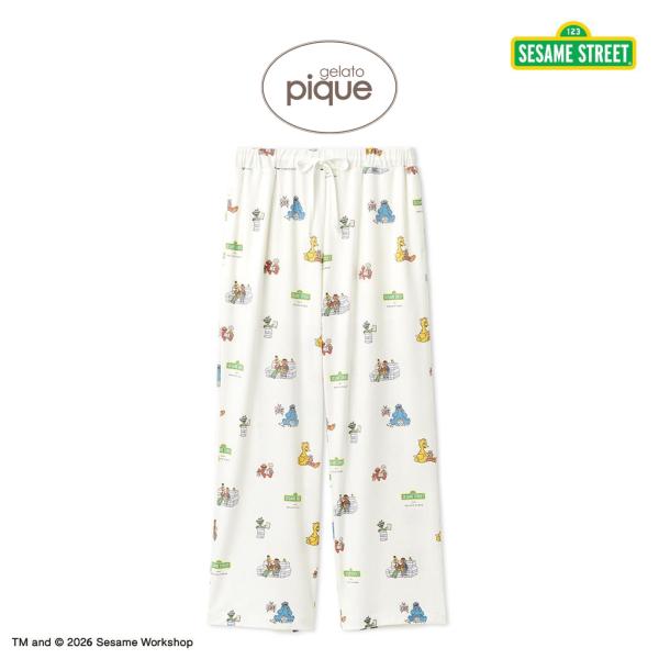 gelato pique ジェラートピケSESAME STREET 総柄ロングパンツ pwcp261329■詳　細■【SESAME STREET・人気キャラにピケブルーが寄り添う総柄ロングパンツ】【Design/Styling】エルモ、クッ...