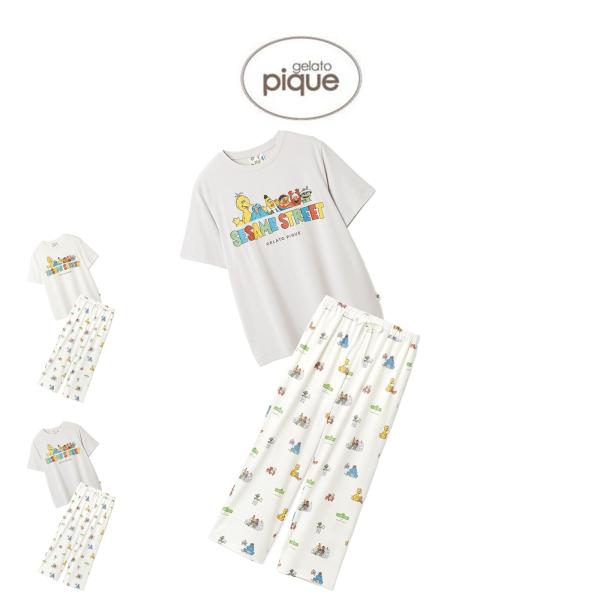 gelato pique ジェラートピケSESAME STREET ワンポイントTシャツ&amp;総柄ロングパンツ pwcp261329set pwct261327■詳　細■【SESAME STREET・人気キャラが大集合したPOPなワンポ...