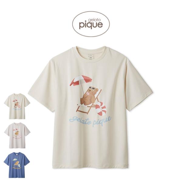 gelato pique ジェラートピケ接触冷感 サマーベアワンポイントTシャツ pwct262246■詳　細■【日焼け姿が愛おしいサマーベアのワンポイントT】【Design/Styling】サングラス焼けしたお顔に思わず胸きゅん。夏をめい...