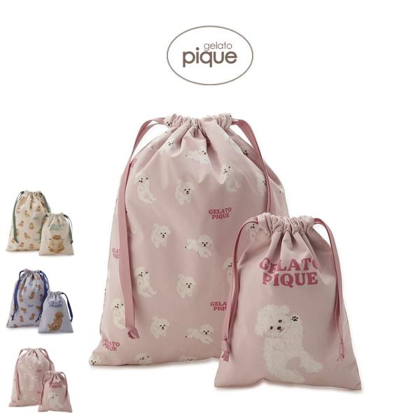 gelato pique(ジェラートピケ)ドッグ巾着2点セット pwgb261561■詳　細■【春の新生活におすすめのドッグ巾着セット】【Design/Styling】ごろんと寝そべりお腹を見せたり、お座りしたり、いろんなポーズのワンちゃん...