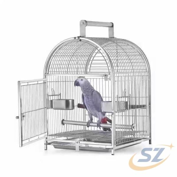 【鳥小屋の素材】鳥小屋絶妙な職人技が施されたステンレススチール製。錆びず、耐食性があり、お手入れが簡単です。底部には引き出し式シャーシがあり、掃除や給餌の際にスムーズに引き出すことができます。【ペットバードケージ仕様】ペットバードケージサイ...