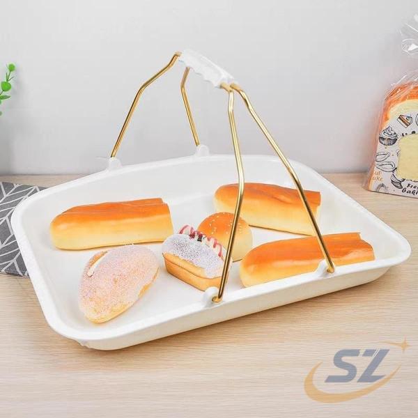 商品名：お盆 トレイ トレー おしゃれ パントレー キッチン用品 レストラン 食堂 持ち手付き 食品トング付き●色写真色●材質：プラスチック●サイズ:写真に参考してください※生産上の都合により、生地の質感や色が多少写真のものとは変更となる場...