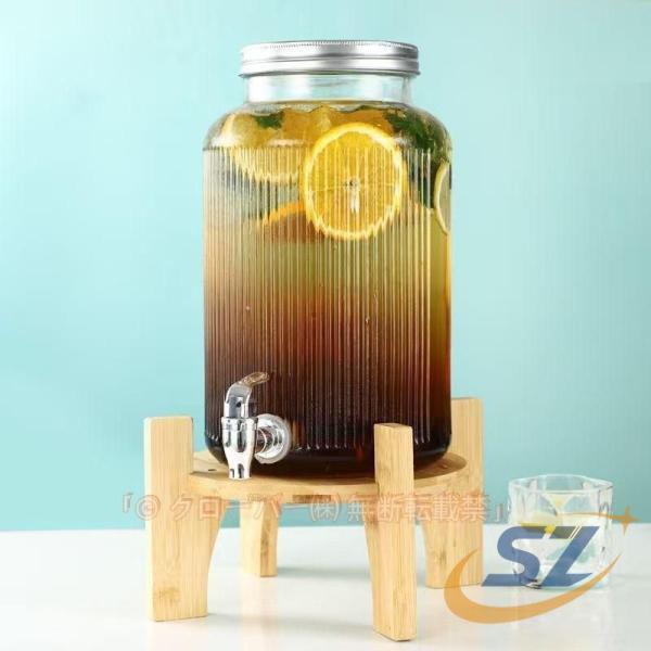 ドリンクサーバー 6L 4L 2.5L スタンド付 ガラス 蛇口付き 冷水ポット 冷水筒 梅酒 果実酒 ウォーターサーバー ガラス瓶 ガラス製