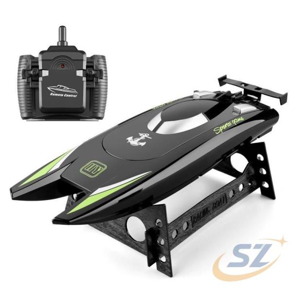 【高速RCボート】ダブルモーターを搭載し、最大速度25km/hに達します。スイミングプール、池、川、湖に適しています。少しエキサイティングなカーレースでも、プールで友達ともっと楽しんでください。【2.4GHZ無線コントローラー】無線コントロ...