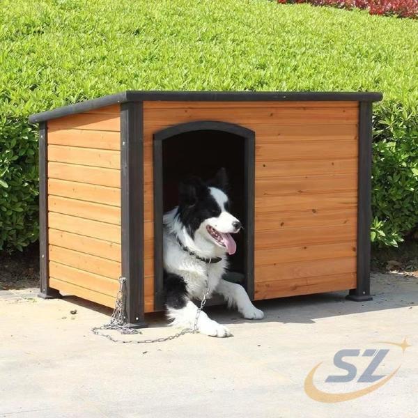 犬小屋・ケージ 大中犬小屋ペットの犬小屋屋外の猫小屋防寒暖かいウサギの穴厚い動物シェルター (Color : Brown Size : 65*67*85cm)