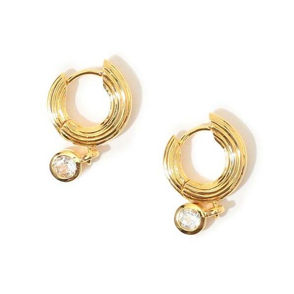 【発売日：2025年12月05日】【カテゴリ】レディース > アクセサリー > ピアス・イヤリング【カラー】91ゴールド【サイズ】F【実寸(cm)】F：トップ・直径1.4・ストーン0.5×0.5 厚み0.3【素材】ホワイトトパー...