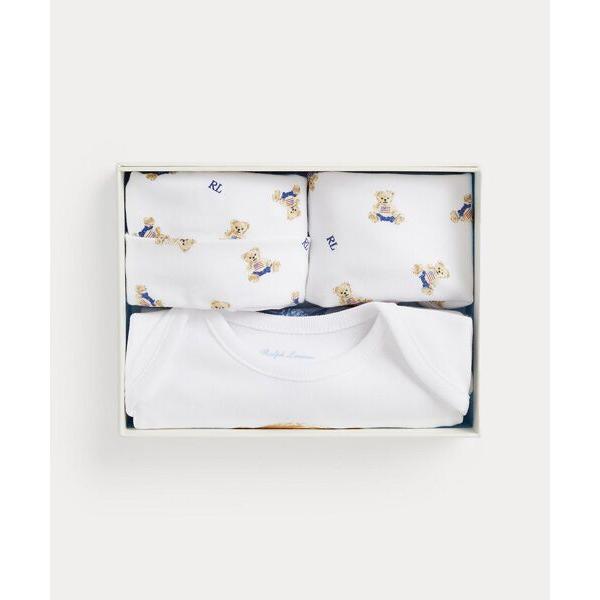 【発売日：2025年08月16日】【カテゴリ】キッズ > マタニティ・ベビー・… > ギフトセット【カラー】100ホワイト【サイズ】3M/6M【実寸(cm)】【素材】ボディスーツ：綿 100％ 帽子：綿 100％ ビブ：綿 10...