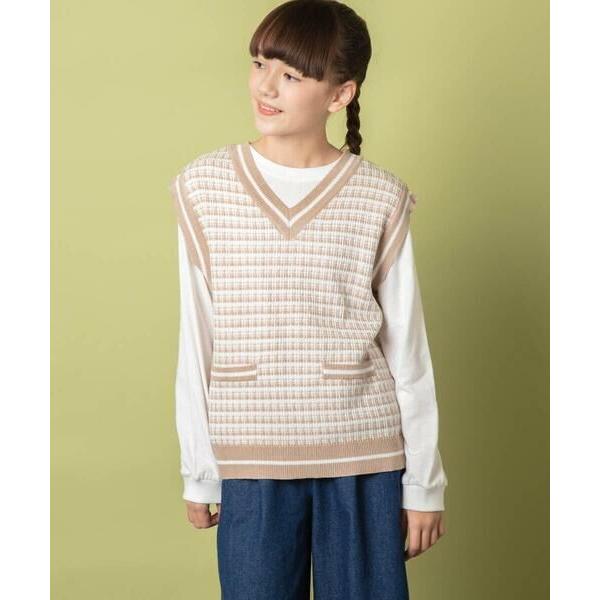 【発売日：2025年03月05日】★この商品はセール価格です★4,989円 → 1,745円(65%off)【カテゴリ】キッズ > トップス > ベスト【カラー】ライトブルー/ベージュ【サイズ】150/140【実寸(cm)】14...