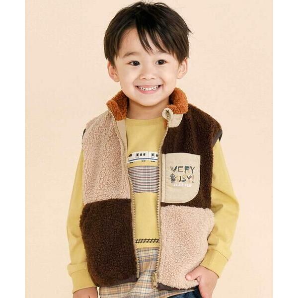 【発売日：2026年09月11日】【カテゴリ】キッズ > トップス > ベスト【カラー】ネイビー/ブラウン【サイズ】80cm/90cm/100cm/110cm/120cm/130cm【実寸(cm)】80cm:身幅33.5 着丈3...
