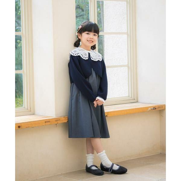 【発売日：2025年12月26日】【カテゴリ】キッズ > ワンピース【カラー】ネイビー/グレー【サイズ】110/120【実寸(cm)】 総丈 肩幅 袖丈 身幅110 67cm 26cm 41cm 36cm120 72cm 28cm 4...