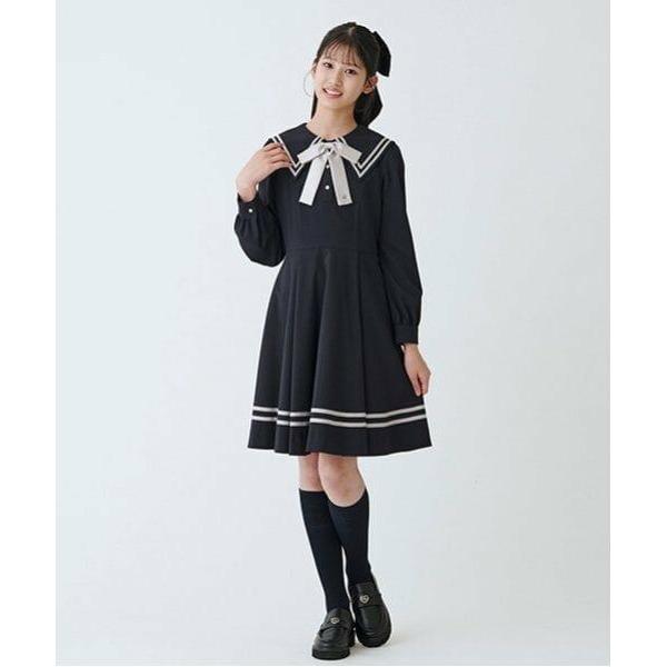 【発売日：2025年07月31日】【カテゴリ】キッズ > ワンピース > ミニ丈・ひざ丈ワンピ…【カラー】紺/ライトグレー【サイズ】S(140cm)/M(150cm)/L(160cm)/LL(165cm)【実寸(cm)】S(14...