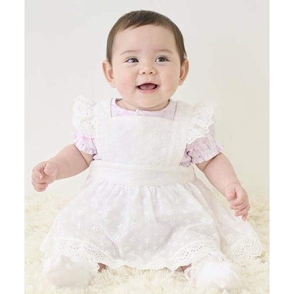 【発売日：2025年07月31日】【カテゴリ】キッズ > マタニティ・ベビー・… > ロンパース【カラー】オフホワイト/ライトピンク【サイズ】70cm/80cm【実寸(cm)】70cm : ロンパース：総丈×身巾×肩巾×袖丈 4...