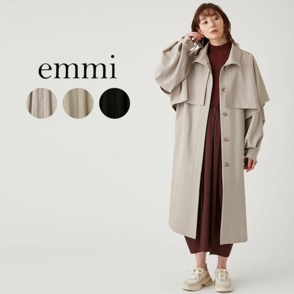 emmi atelier エミ アトリエ3WAYレイヤードトレンチコート 13wfc234032■　色　■IVR(アイボリー)OLV(オリーブ)BLK(ブラック)■詳　細■裏地：なし透け感:なし生地の厚さ:やや厚手ポケット：有り伸縮性:やや...