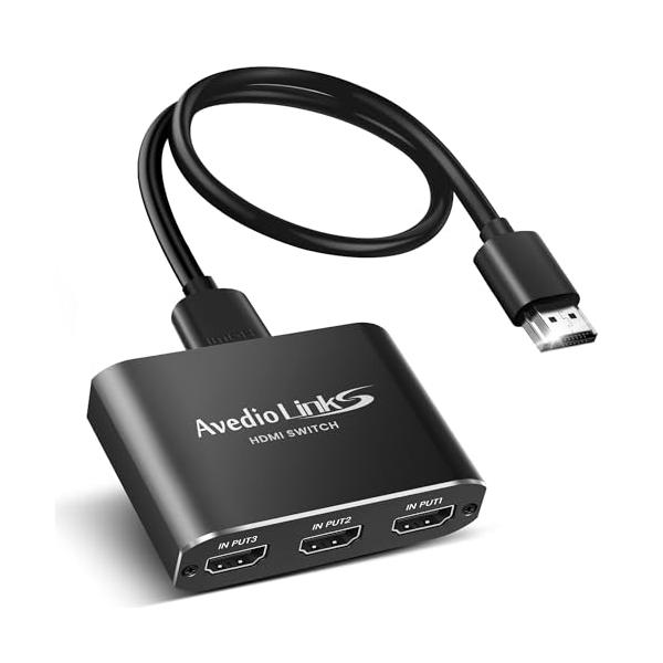 ? HDMI 切替器 3入力1出力 - avedio links 4k 60hz HDMI 切り替え器、3つの異なるHDMIソースから1つのHDMIディスプレイにビデオとオーディオを簡単にストリーミングします。最も重要なのは、ラグ、フラッシ...